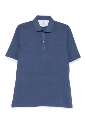 Brunello Cucinelli Silk And Cotton Polo Shirt - Blue