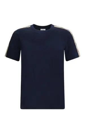Burberry Check Motif Cotton T Shirt - Blue