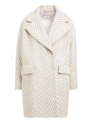 Peserico Double-breasted Herringbone Coat - Beige