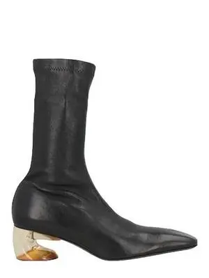 JIL SANDER Leather Ankle Boots - Black