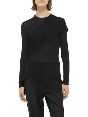 Helmut Lang Protection Draped Asymmetric Top - Black