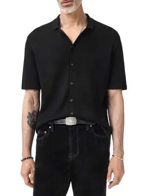 John Varvatos Arlon Paisley Sheen Camp Shirt - Black