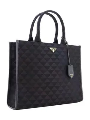 Prada Symbole Shopper Jacquard Large Tote Bag - Black