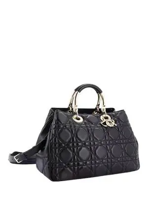 Dior Lady 95.22 Large Tote Bag Cannage Embossed Leather - Black