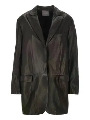 Lorena Antoniazzi Leather Single-breasted Coat - Black
