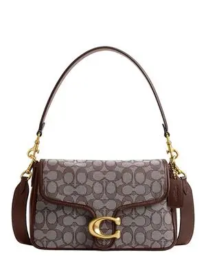 COACH® Soft Tabby Shoulder Bag In Signature Jacquard - Brass/oak Maple