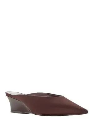 REFORMATION Marilyn Mule Wedge Pumps - Cafe Satin