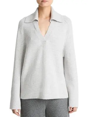 Vince Oversized Wool Cashmere Blend Sweater - Heather Pale Grey