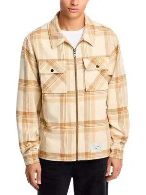 PAPER PLANES Printed Shirt Jacket - Cream Plaid