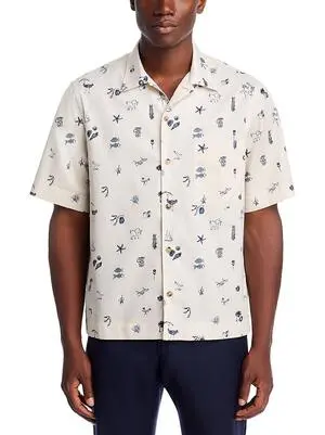 Paul Smith Printed Short Sleeved Casual Fit Button Down Shirt - Cream