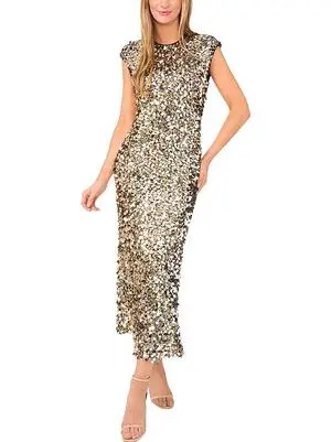 Ted Baker London Sequin Midi Dress - Pale Gold