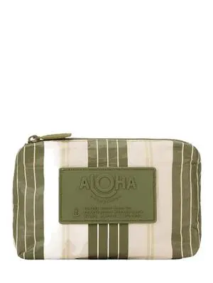 ALOHA COLLECTION Mini Market Stripe Zip Pouch - Olive/sandstone
