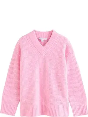 NEXT V-neck Ribbed Sweater - Pink
