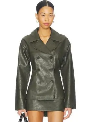 Superdown Caroline Faux Leather Jacket - Olive Green