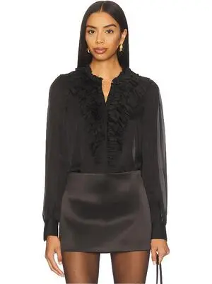 Ulla Johnson Rouen Silk Long Sleeve Blouse - Noir