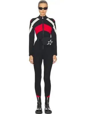 Perfect Moment Tignes Jumpsuit - Black  White  & Red