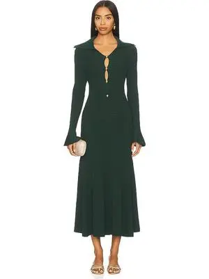 SELF-PORTRAIT Keyhole Knit Midi Dress - Green