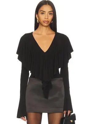 MORE TO COME Ellen V Neck Top - Black
