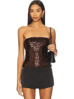 RUNAWAY THE LABEL Anette Sequin Bustier - Chocolate
