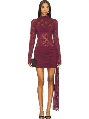 RUNAWAY THE LABEL Lace Mini Dress - Wine