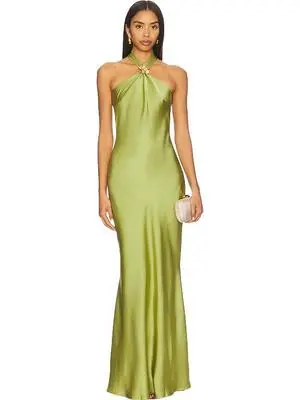 RUNAWAY THE LABEL Chara Low Cross Back Maxi Dress - Olive