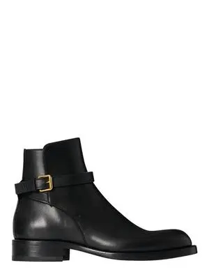 THE ROW Nobilis Buckle Leather Boots Black