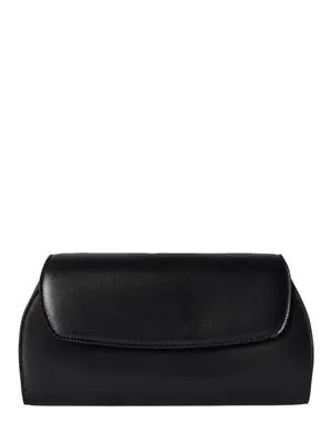 THE ROW Curved Leather Clutch - Black