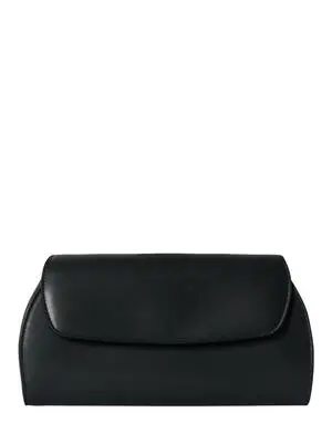 THE ROW Curved Leather Clutch Dark Pine