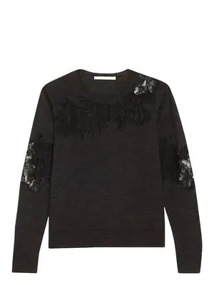 JASON WU Lace-Inset Merino Wool Sweater