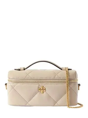Tory Burch Kira Diamond Quilted Leather Shoulder Bag - Gray