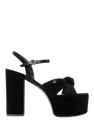 Valentino Garavani Crasher 125 Velvet Platform Sandals - Black
