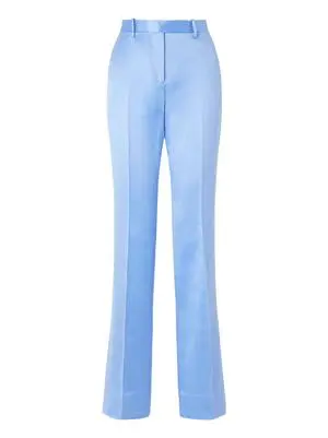 TOM FORD Cotton And Silk-blend Duchesse Satin Straight-leg Pants - Blue