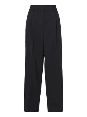 TOTEME Pleated Twill Straight-leg Pants - Black