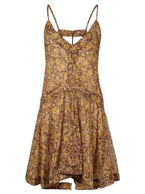 MARANT ETOILE Danielle Floral Cotton Voile Minidress Green