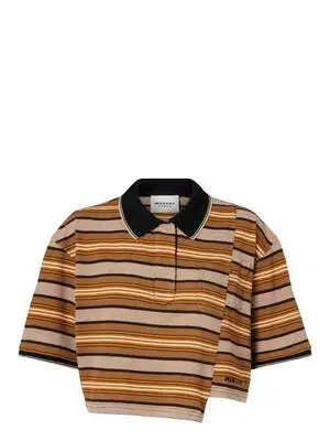 MARANT ETOILE Isalyne Striped Cotton Polo Shirt - Beige
