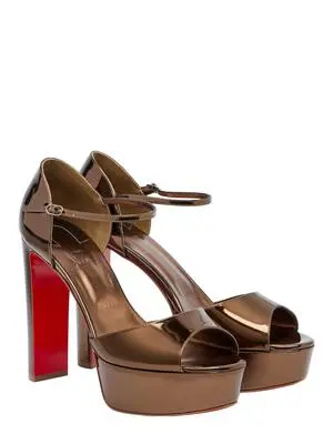 CHRISTIAN LOUBOUTIN Sandaloo 130 Leather Platform Sandals - Brown