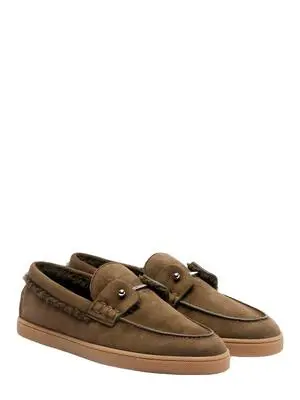 CHRISTIAN LOUBOUTIN Chambeliboat Suede Slip-on Shoes - Green