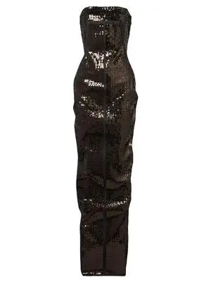 Rick Owens Sequined Denim Bustier Gown - Black
