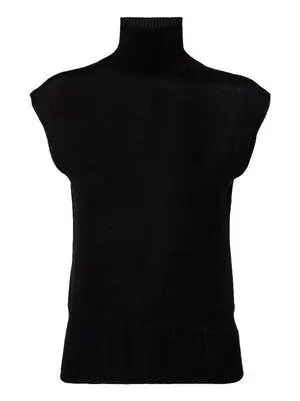 Rick Owens Virgin Wool Turtleneck Top - Black