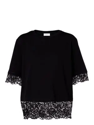 Alexander McQueen Cotton Lace T-shirt - Black
