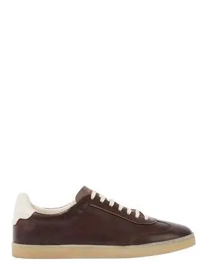 Brunello Cucinelli Leather Lace Up Sneakers - Brown