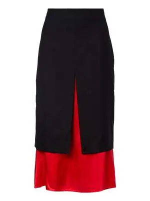 RÓHE Layered Wool Midi Skirt - Black