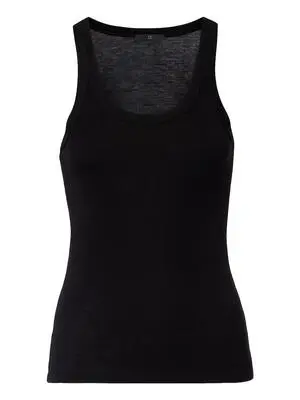 RÓHE Ribbed-knit Wool Tank Top - Black
