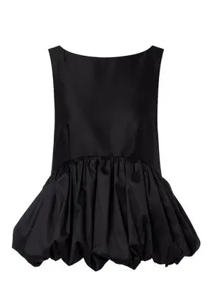 RÓHE Peplum Wool And Silk Top - Black