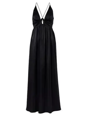 Heidi Klein Meteora Silk Satin Maxi Dress - Black