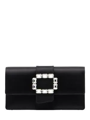 Manolo Blahnik Maycapjou Satin Clutch - Black