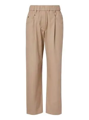 Brunello Cucinelli Cotton-blend Straight Pants - Beige