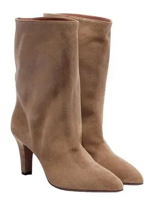 Paris Texas Elsa 75 Suede Ankle Boots - Beige