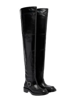 Saint Laurent Joe Leather Over-the-knee Boots - Black