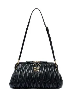 Miu Miu Matelassé Leather Clutch - Black